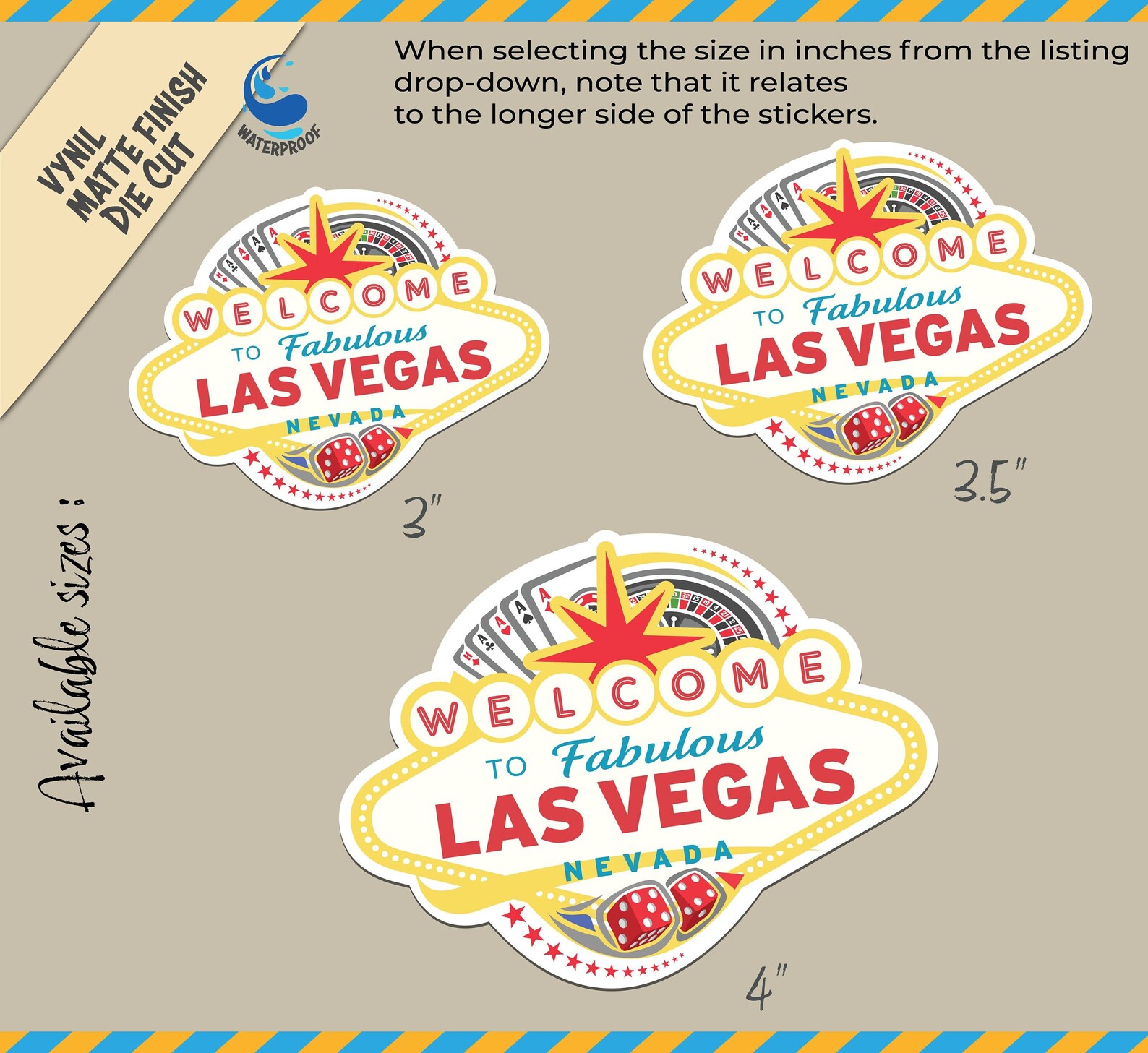 Las Vegas Sticker: Waterproof Vinyl Travel Decal - Etsy