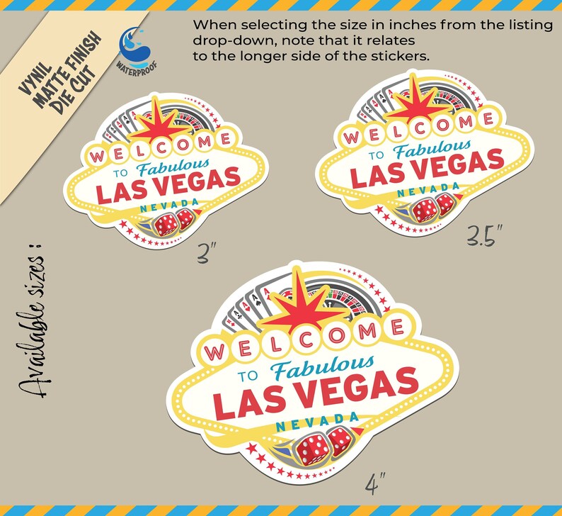 Las Vegas Sticker: Waterproof Vinyl Travel Decal - Etsy