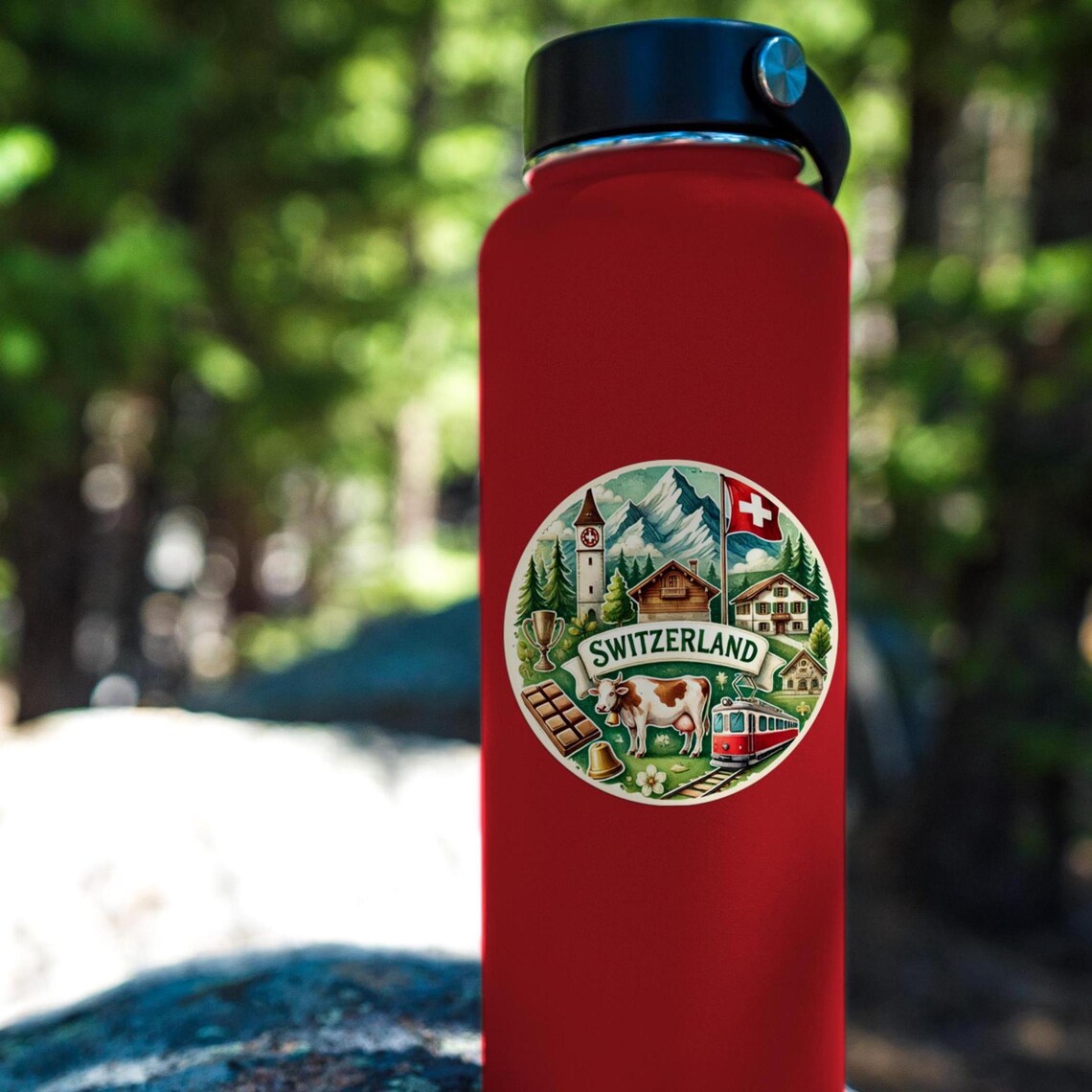 Swiss Watercolor Sticker: Switzerland Travel Vinyl Decal - Etsy