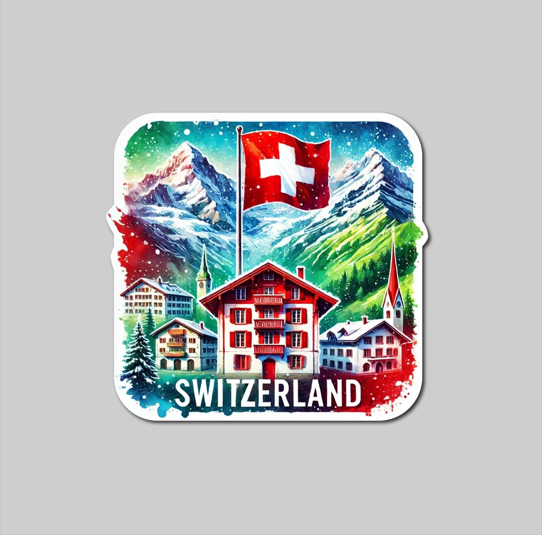 Swiss Sticker Watercolor Style Switzerland Vinyl Sticker, Travel ...