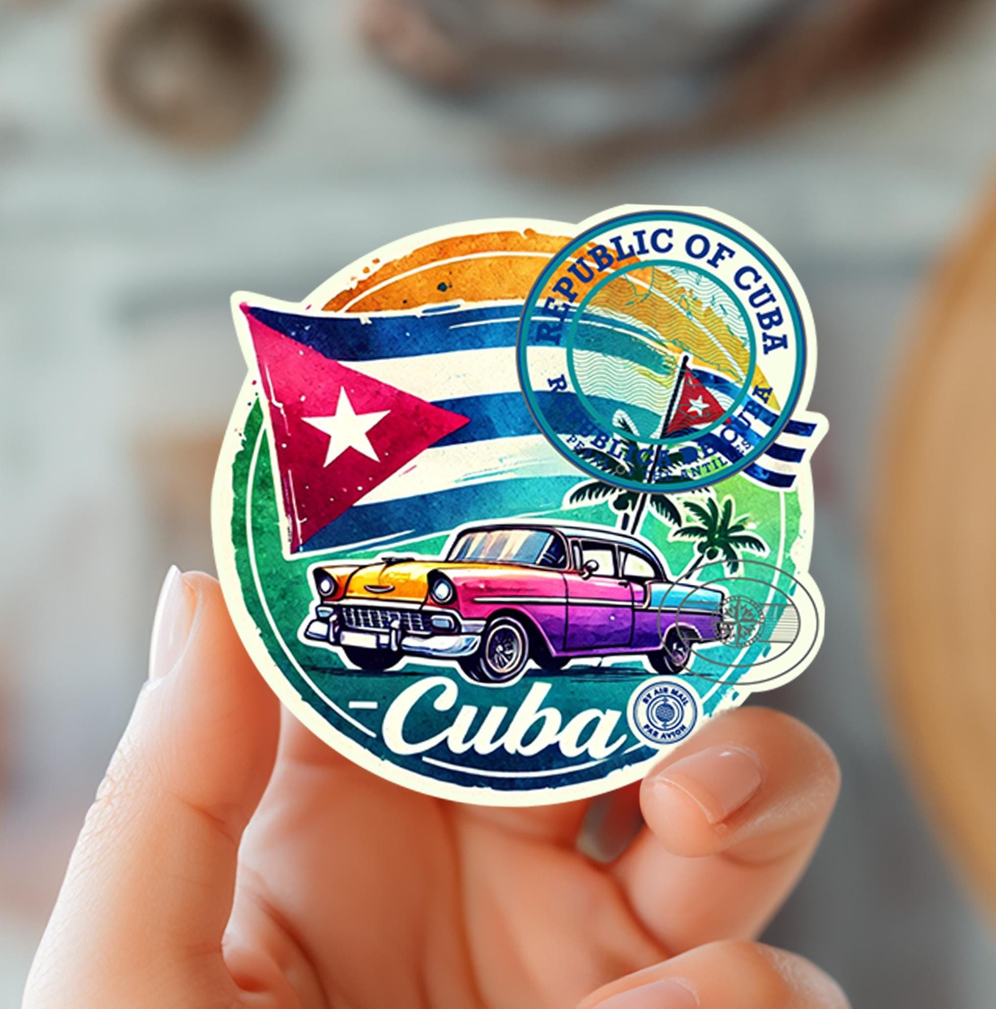 Cuba Travel Sticker: Waterproof Vinyl, Watercolor Style - Etsy
