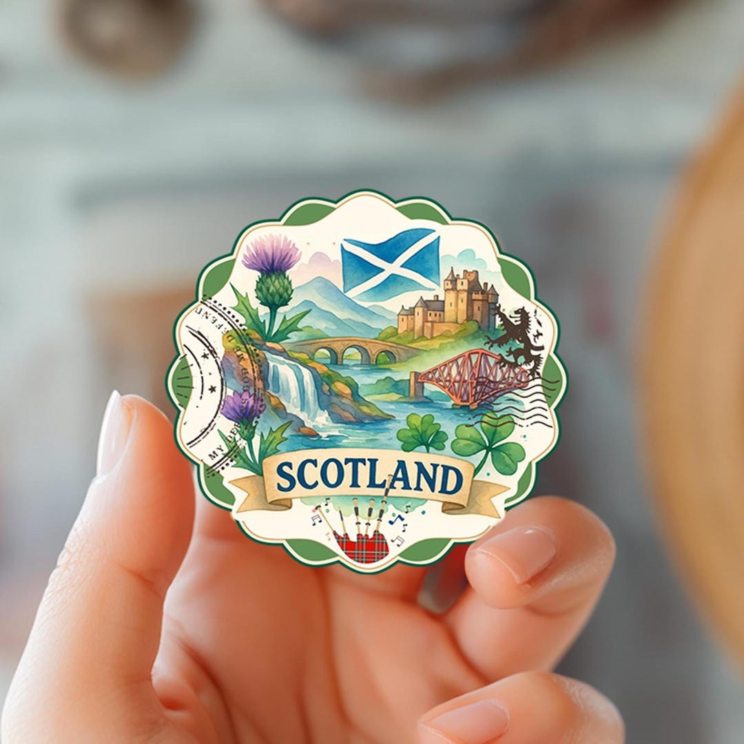 Scotland Travel Sticker: Watercolor Style, Weatherproof and Waterproof ...