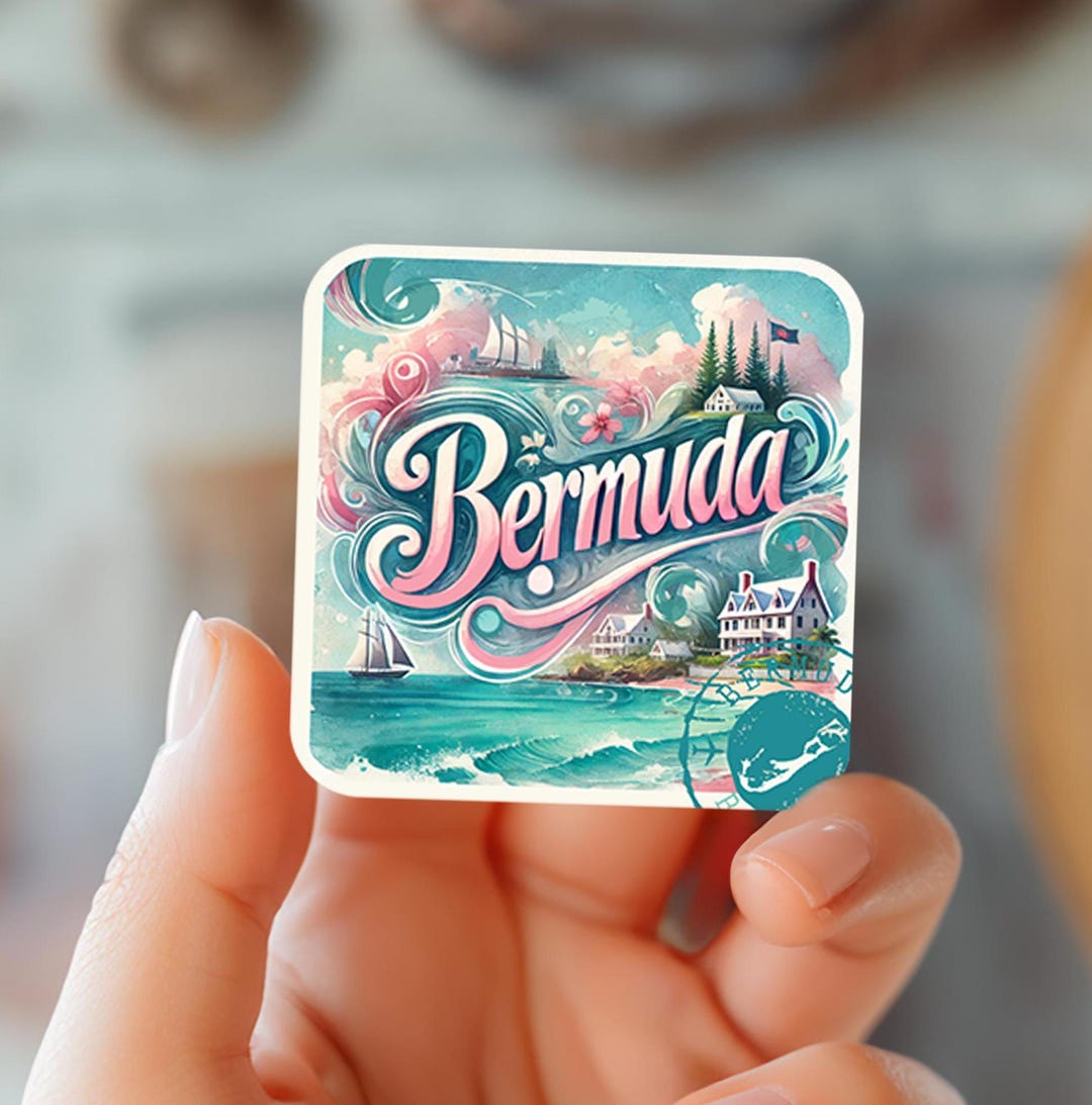 Bermuda Sticker Watercolors Style Waterproof Sticker, Luggage Decal ...