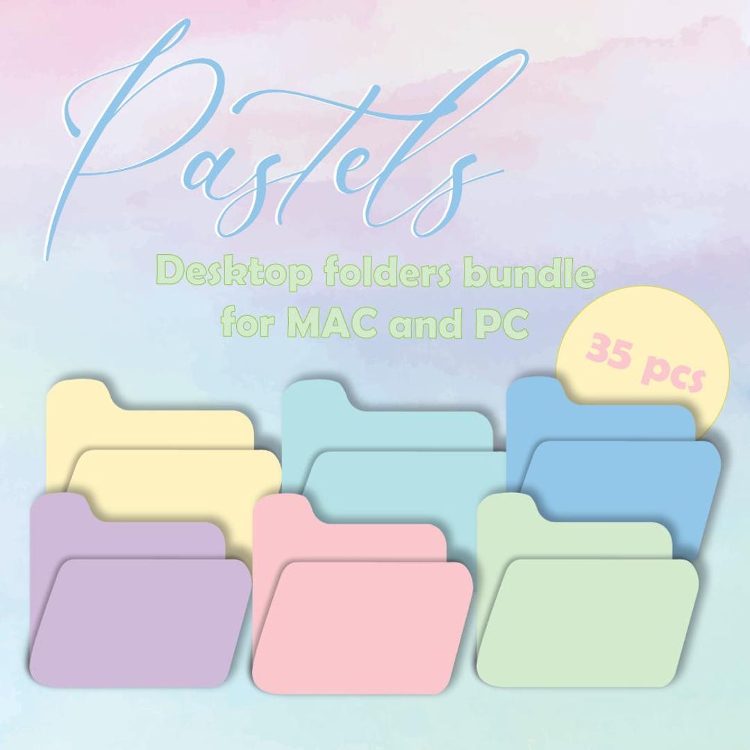 Pastel Folder Icons: Desktop Organization Set (35 PNG & ICO) - Etsy