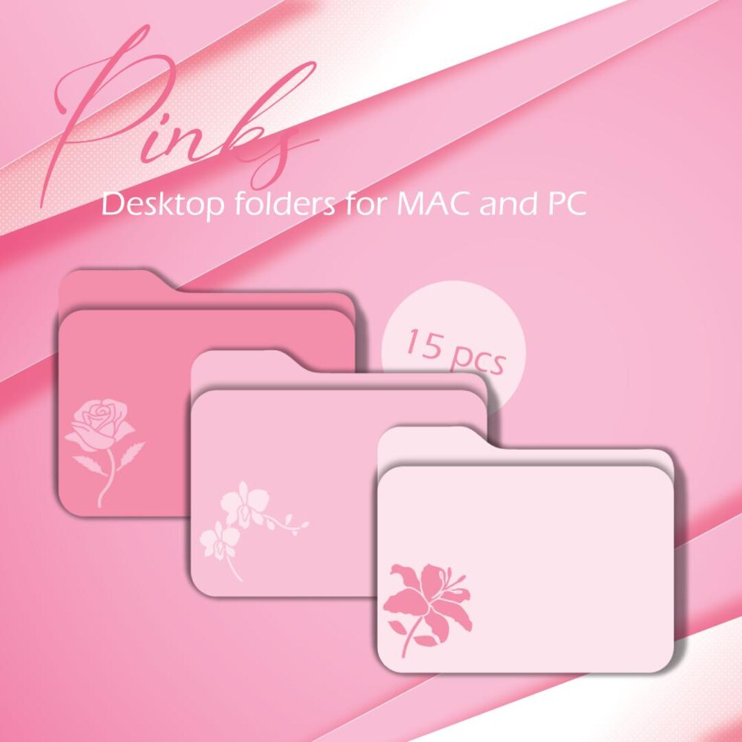 Floral Pink Desktop Folder Icons, Digital Organization (PNG and ICO Set ...