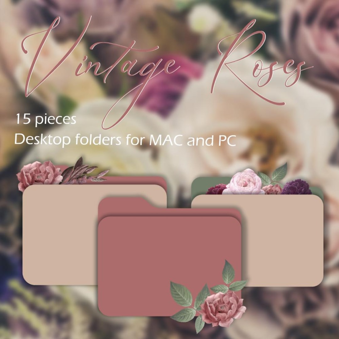 Vintage Floral Desktop Folder Icons: Elegant Organization (PNG & ICO ...