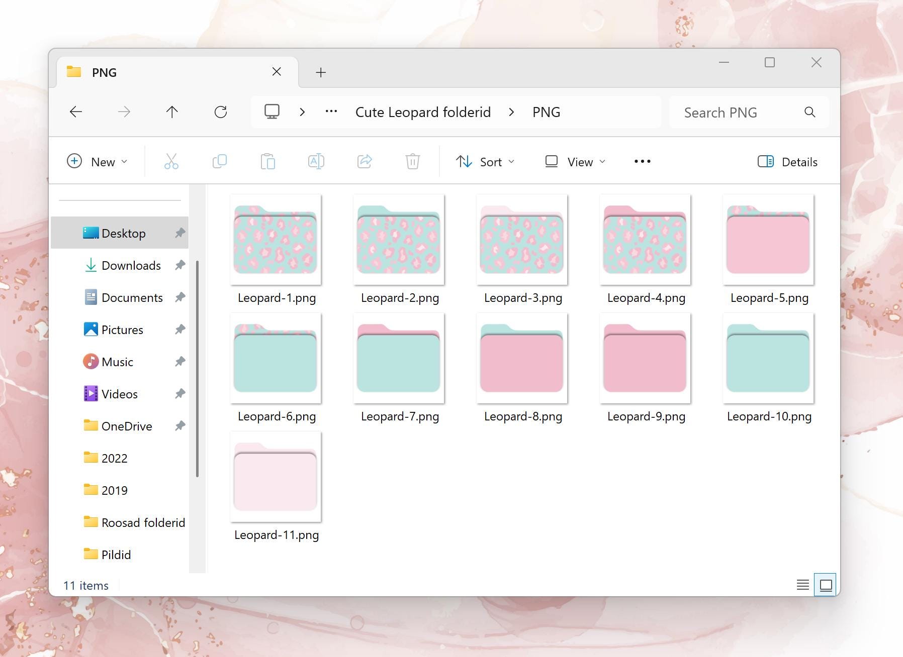 Pink Teal Leopard Desktop Folder Icons, Digital Organization (PNG, ICO ...