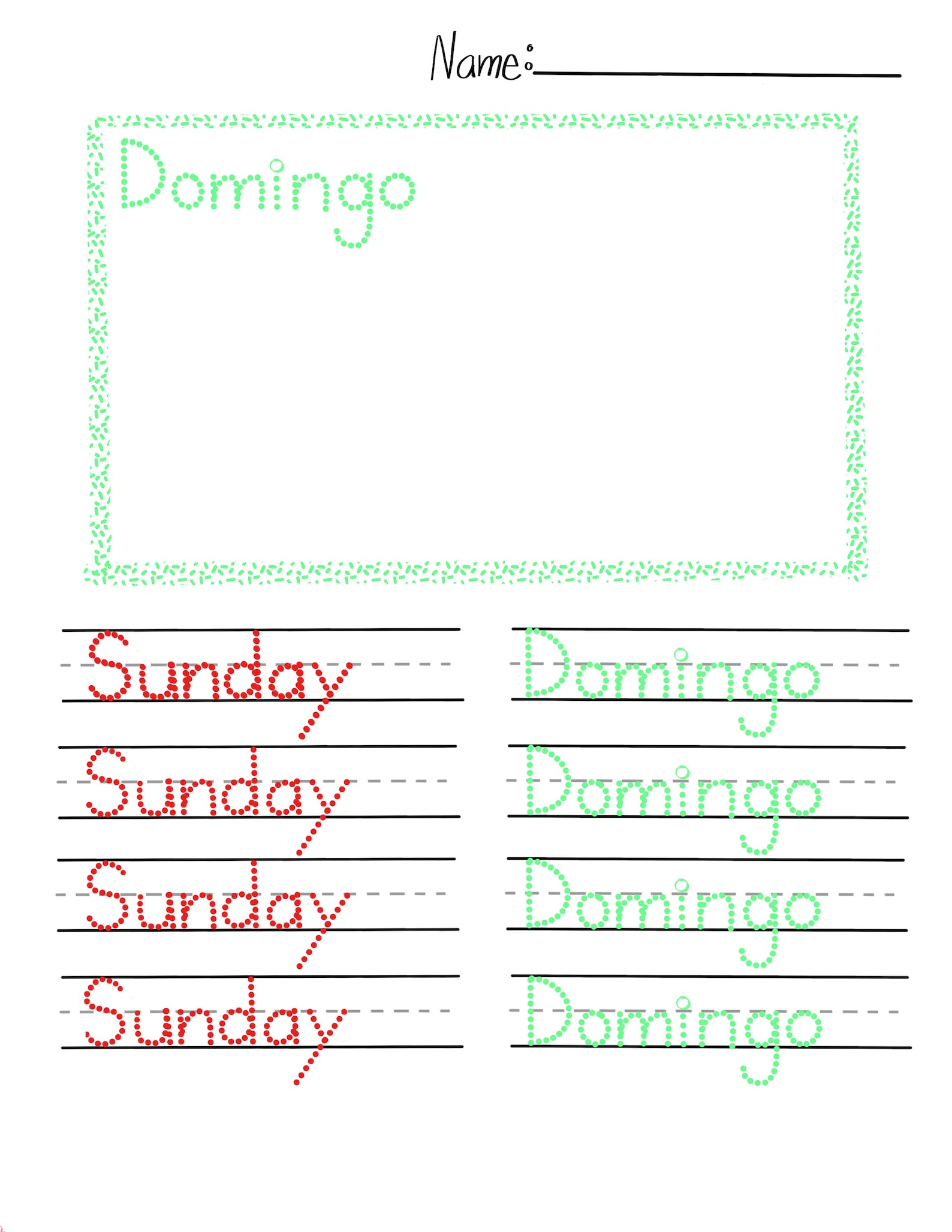 Spanish and English Translation Days of the Week Downloadable PDF ...