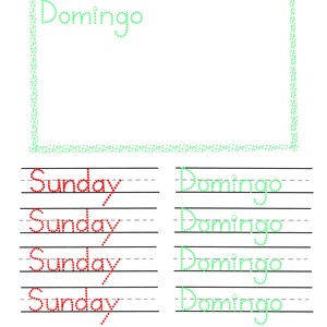 Spanish and English Translation Days of the Week Downloadable PDF ...