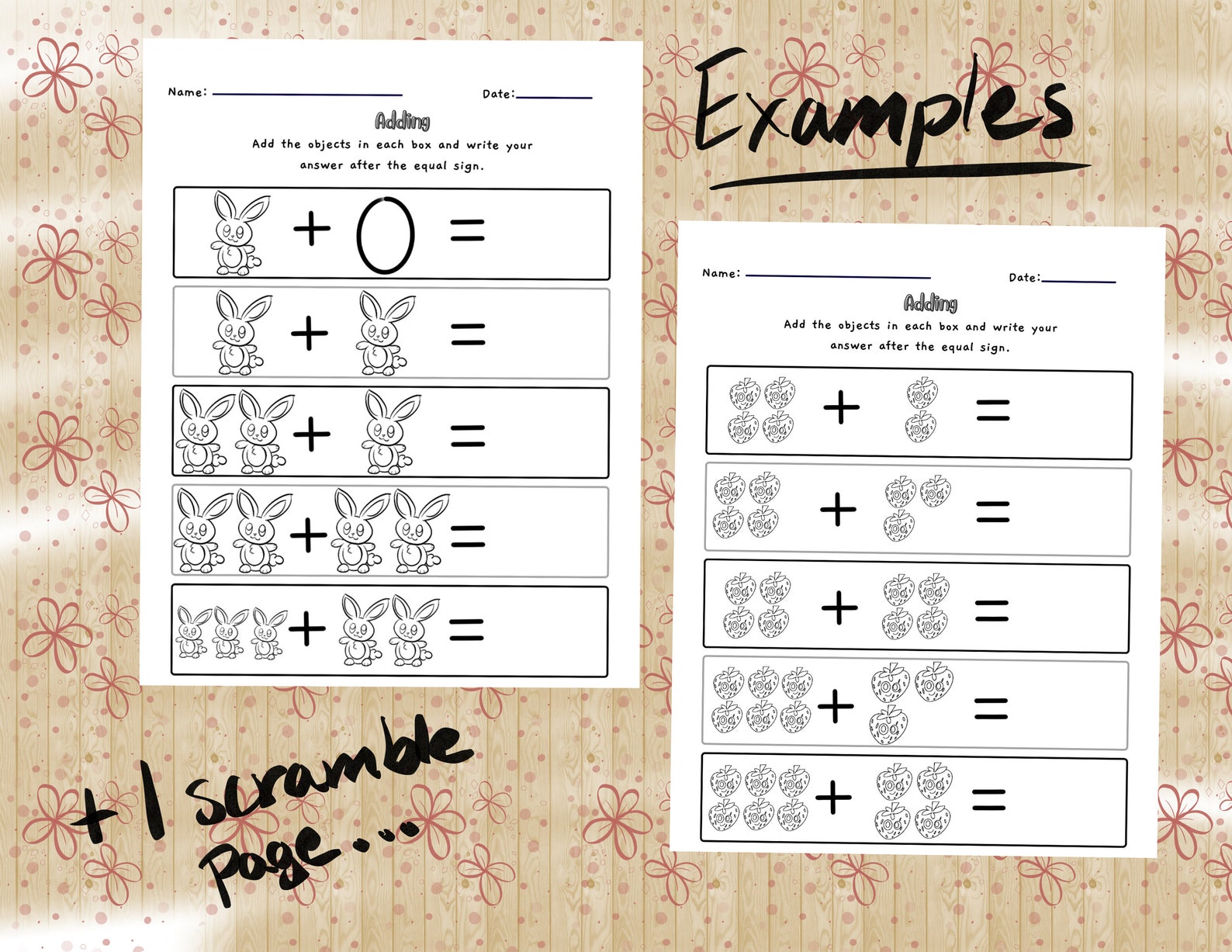 Kinder Math Adding Objects Downloadable PDF Worksheets for Kinder ...