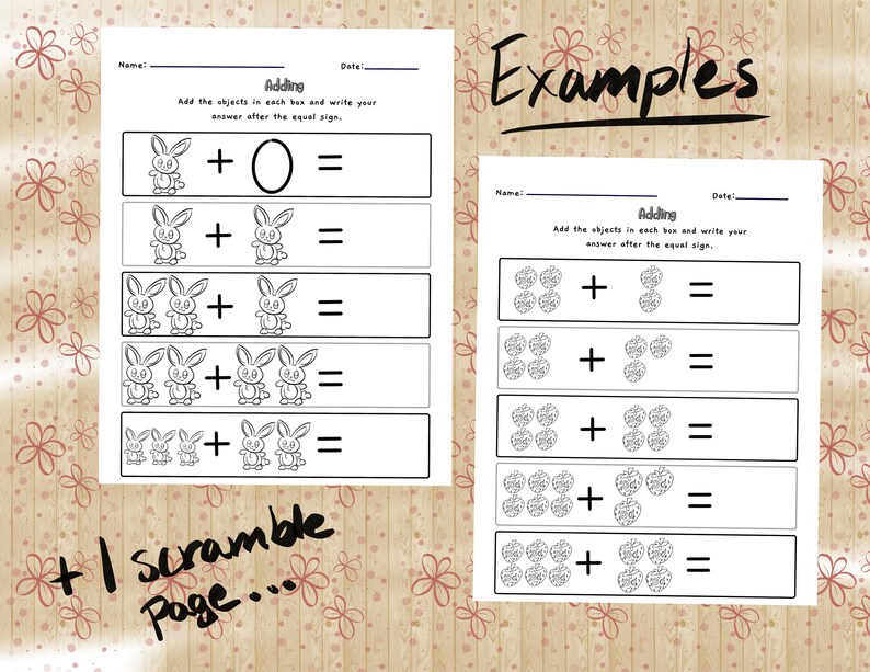 Kinder Math Adding Objects Downloadable PDF Worksheets for Kinder ...
