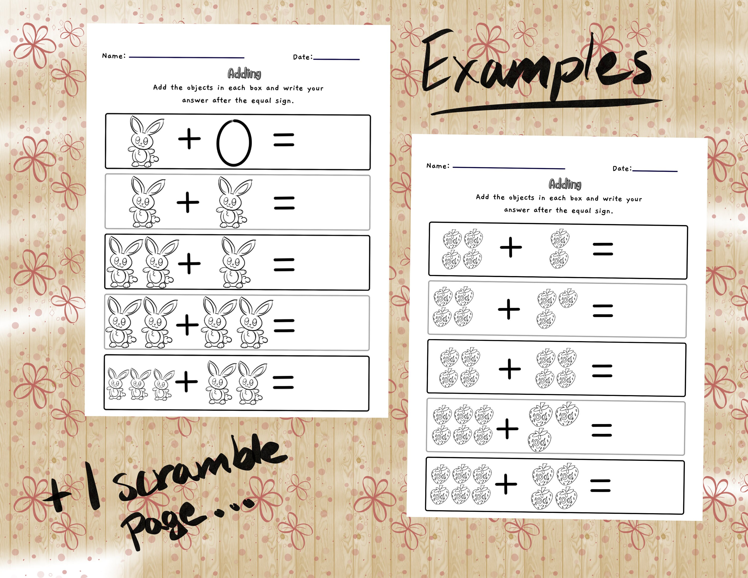 Kinder Math Adding Objects Downloadable PDF Worksheets for Kinder ...