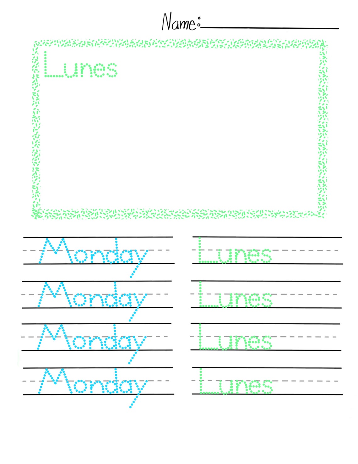 Spanish and English Translation Days of the Week Downloadable PDF ...