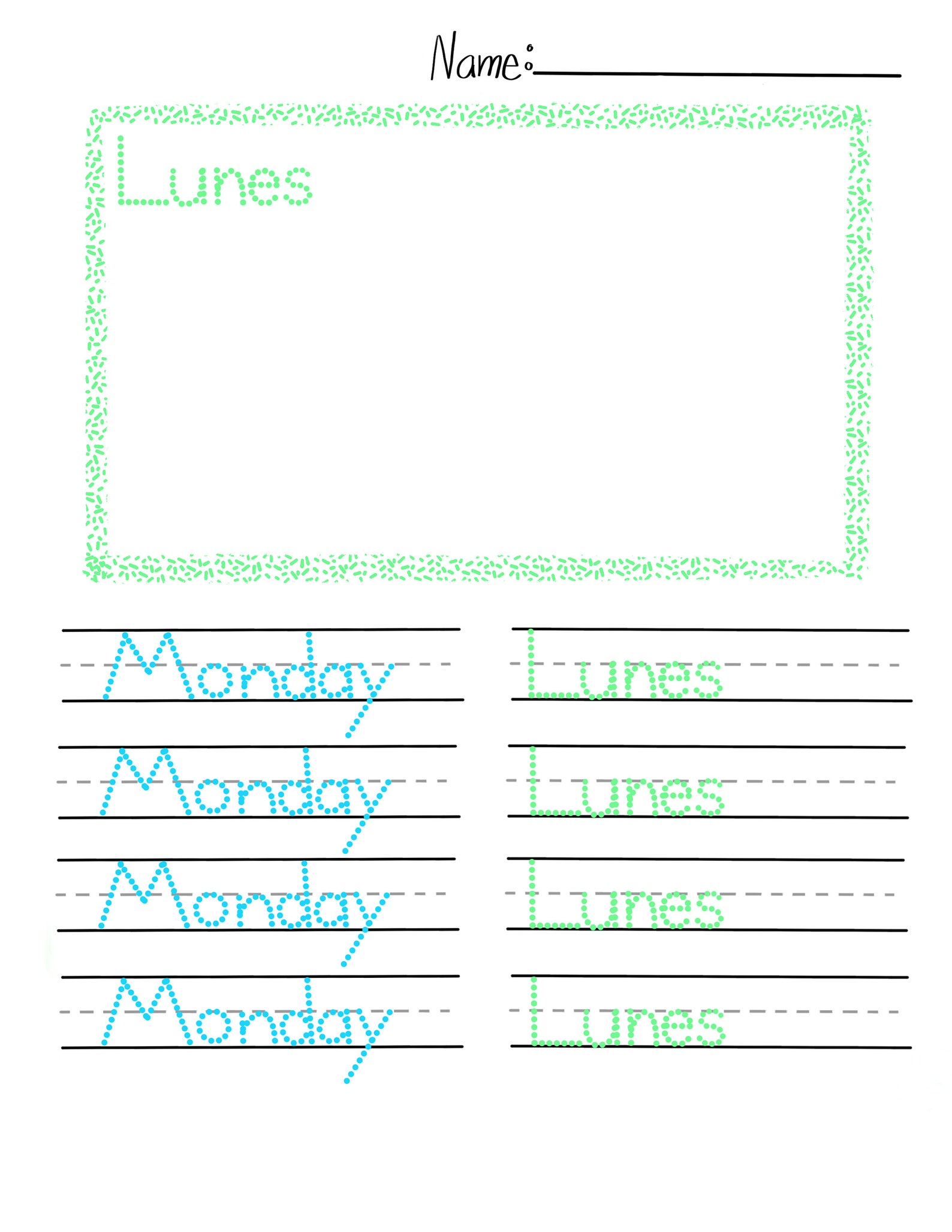 Spanish and English Translation Days of the Week Downloadable PDF ...