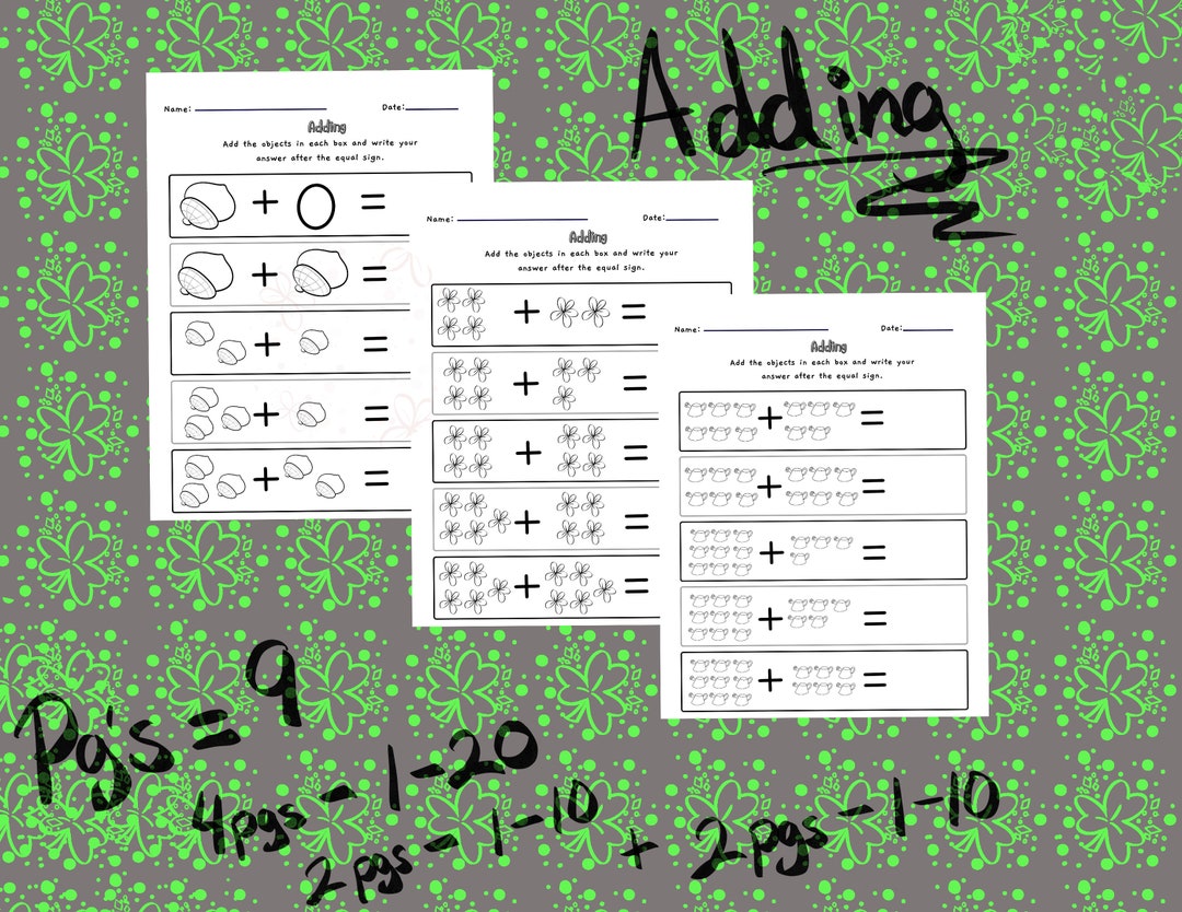 Kinder Math Adding Objects Downloadable PDF Worksheets for Kinder ...