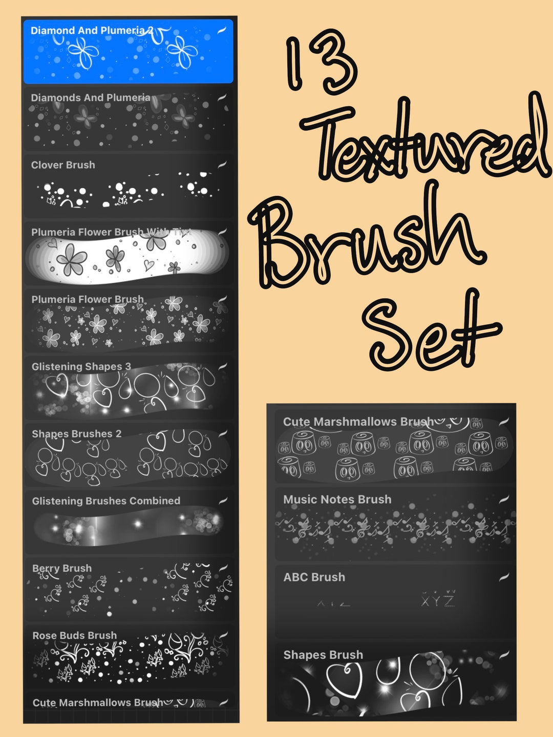 Procreate Brushes Cute Textured Brushes Floral and Sparkling - Etsy