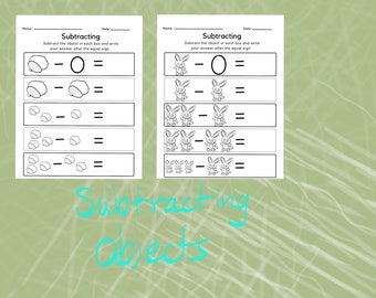 Kinder Math Adding Objects Downloadable PDF Worksheets for - Etsy