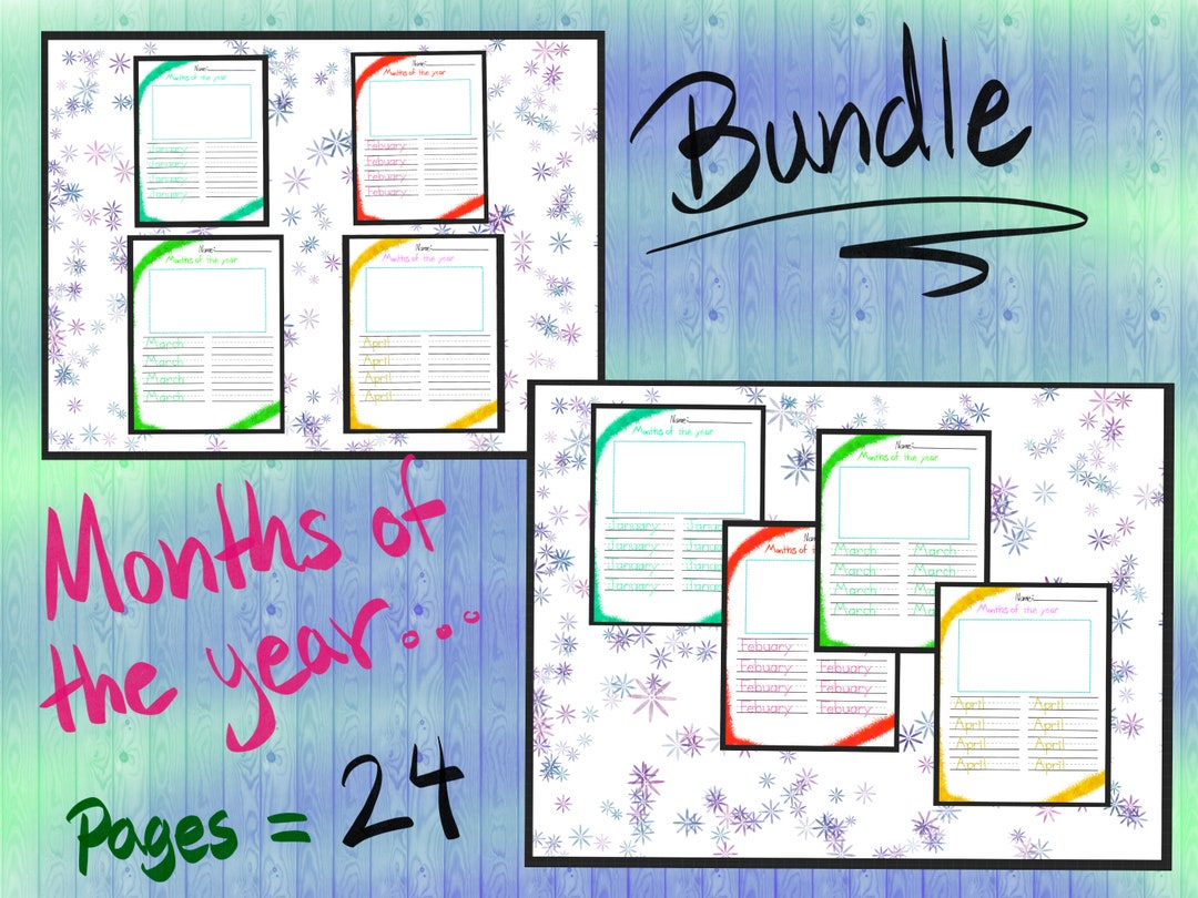 Months of the Year Bundle English Downloadable PDF Worksheets Kinder ...