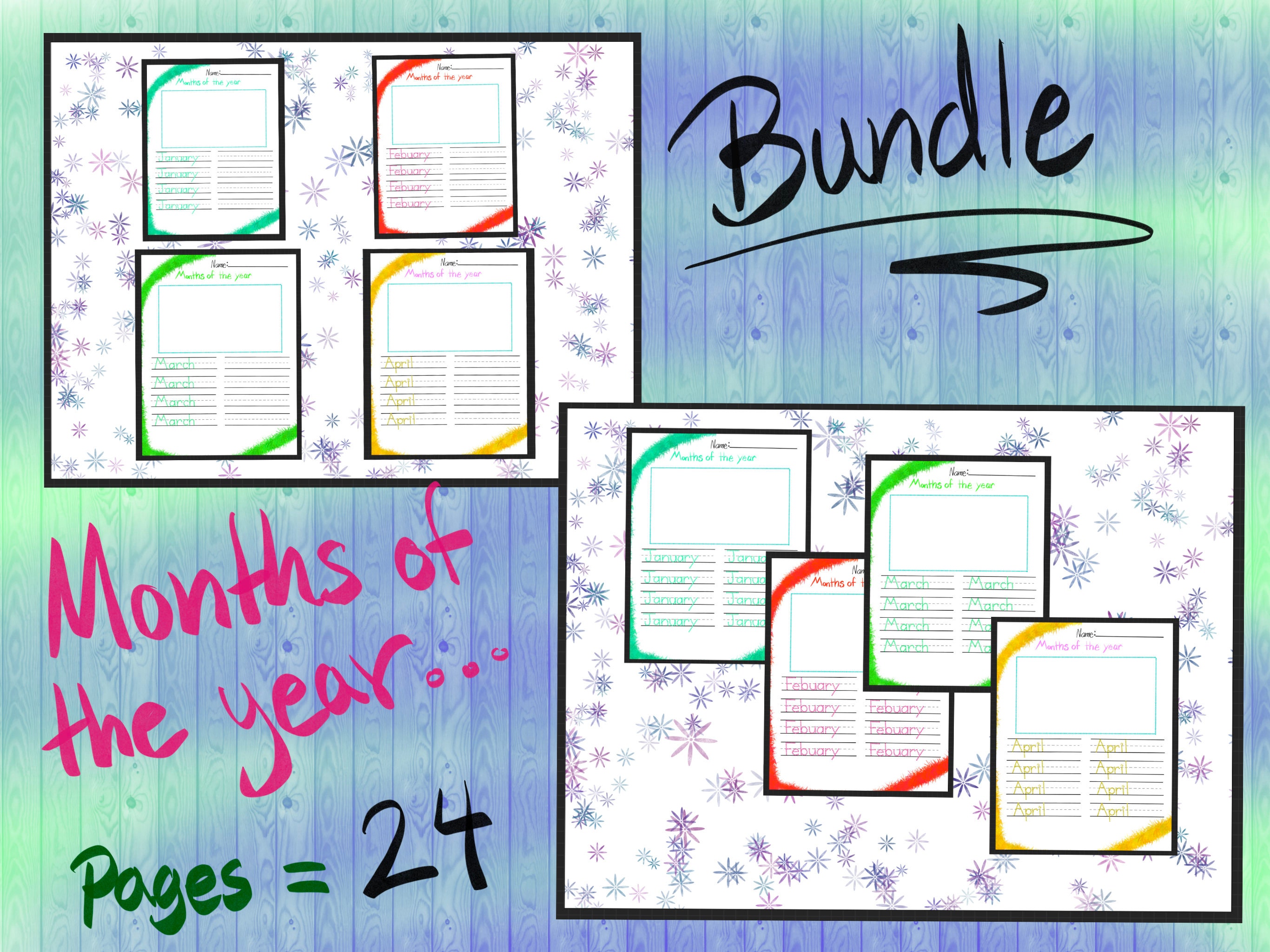 Months of the Year Bundle English Downloadable PDF Worksheets Kinder ...