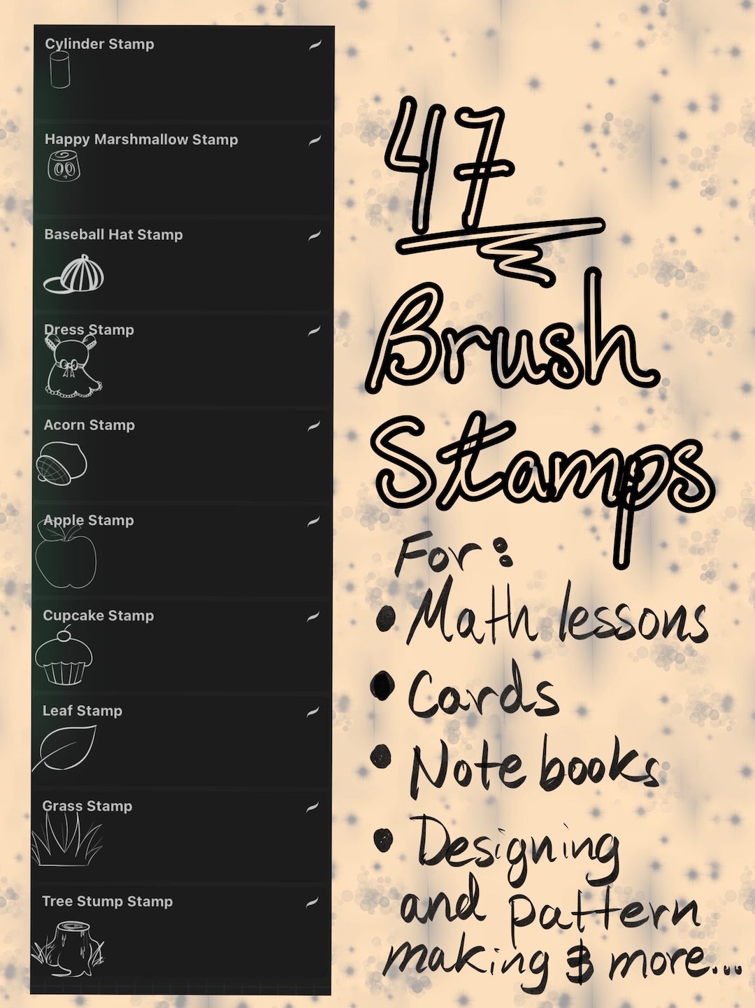 Stamp Brushes on Procreate for Math Lessons, Cards, Designing and ...