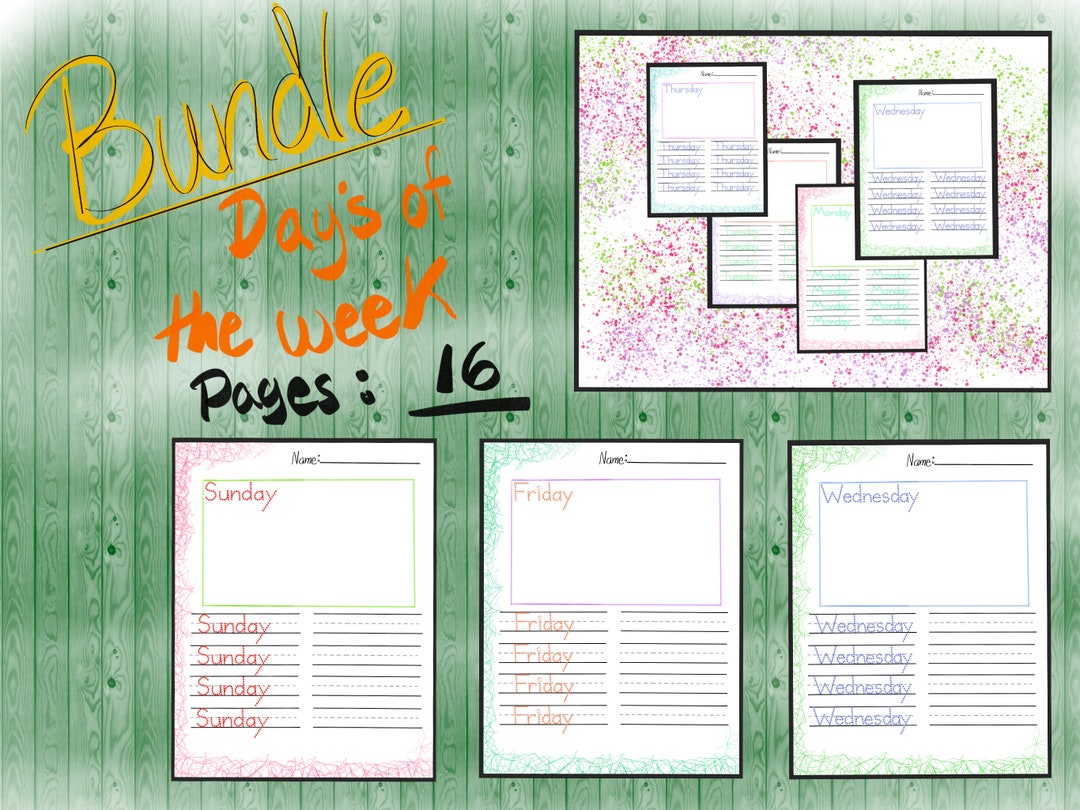 Days of the Week Bundle English Downloadable PDF Worksheets for Kinder ...
