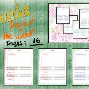 Days of the Week Bundle English Downloadable PDF Worksheets for Kinder ...