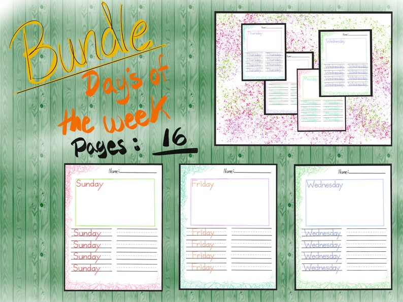Days of the Week Bundle English Downloadable PDF Worksheets for Kinder ...