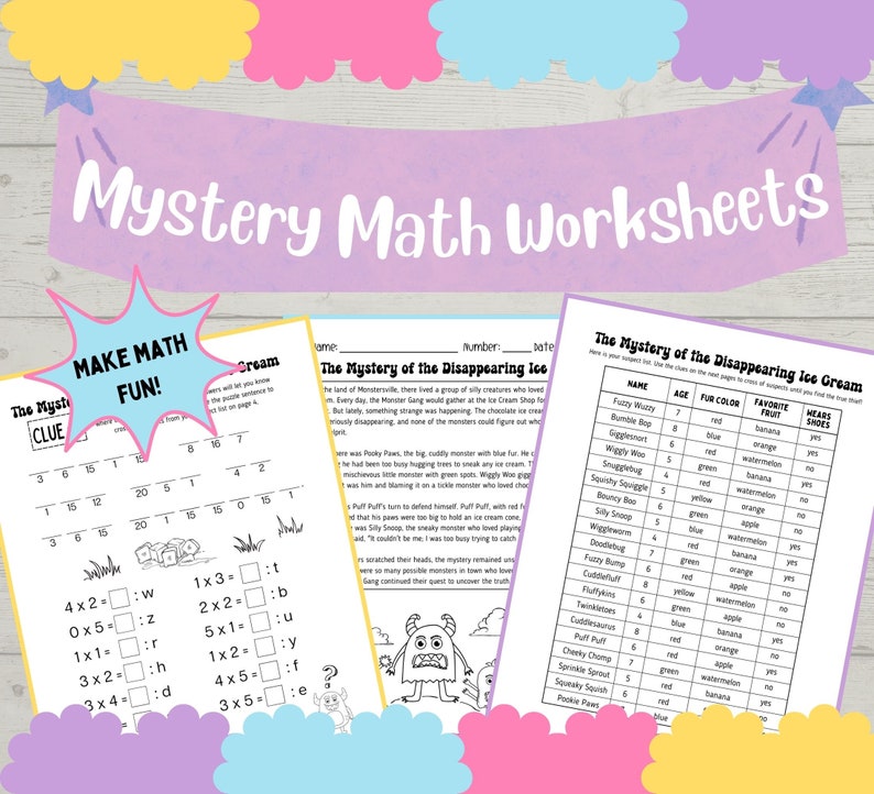 Math Worksheet, Multiplication Practice, Mystery Math Worksheet - Etsy