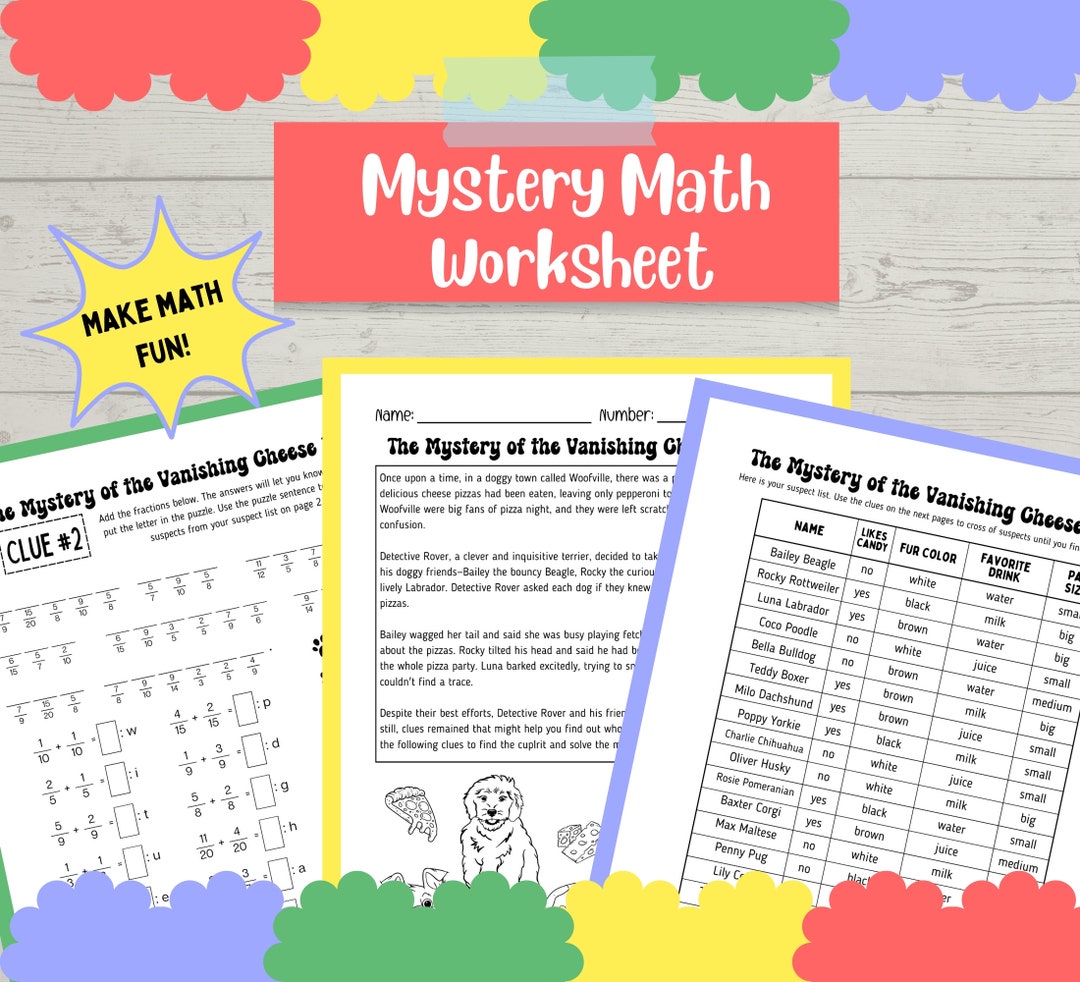 Math Worksheet, Fraction Practice, Math Mystery for Teachers and ...