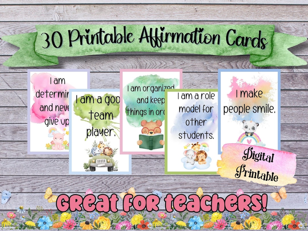 Affirmation Cards for Kids, Positive Affirmation Cards for Students and ...