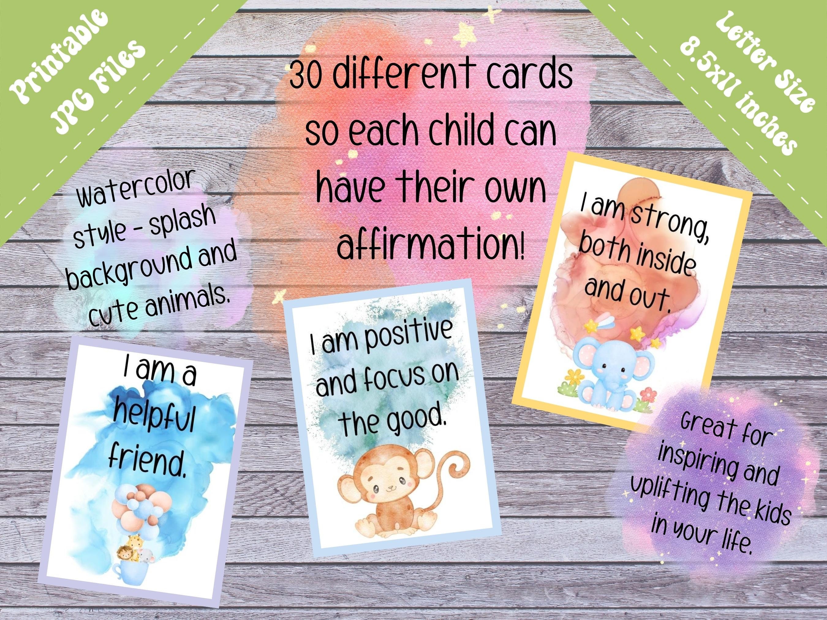Affirmation Cards for Kids, Positive Affirmation Cards for Students and ...