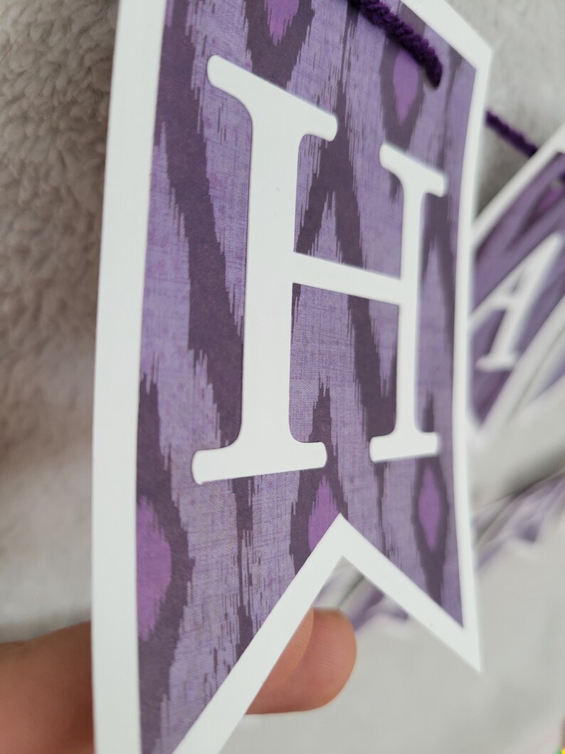 Happy Birthday Banner, Purple Birthday Decor, Garland, Party ...
