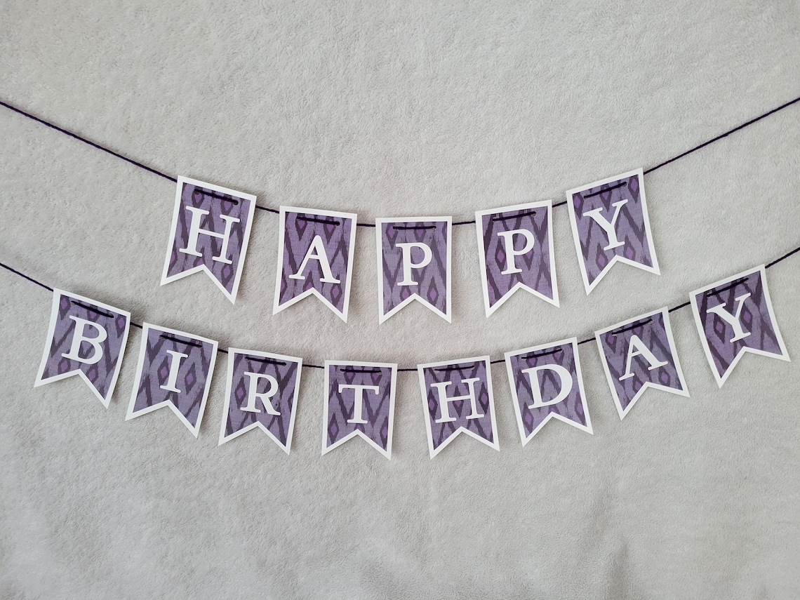 Happy Birthday Banner, Purple Birthday Decor, Garland, Party ...