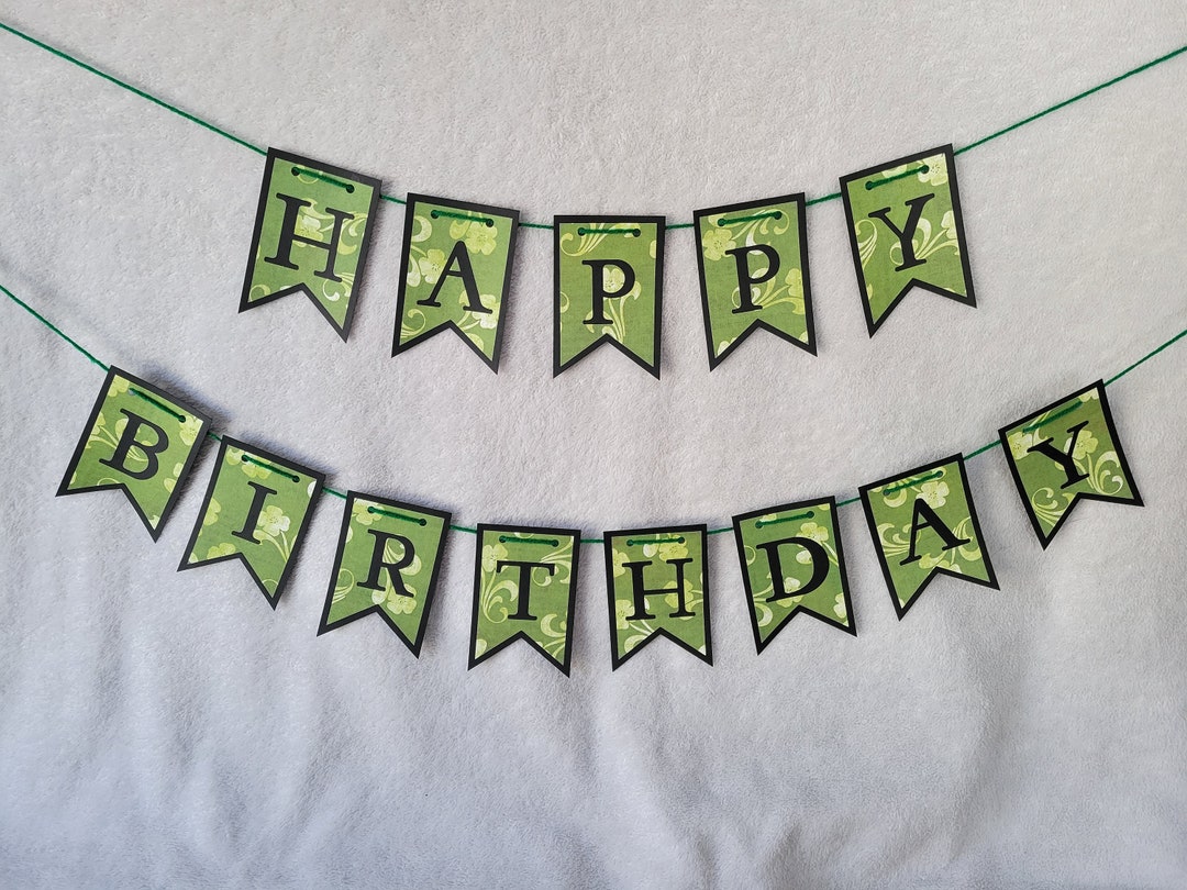 Happy Birthday Banner, Green Birthday Decor, Garland, Birthday Party ...