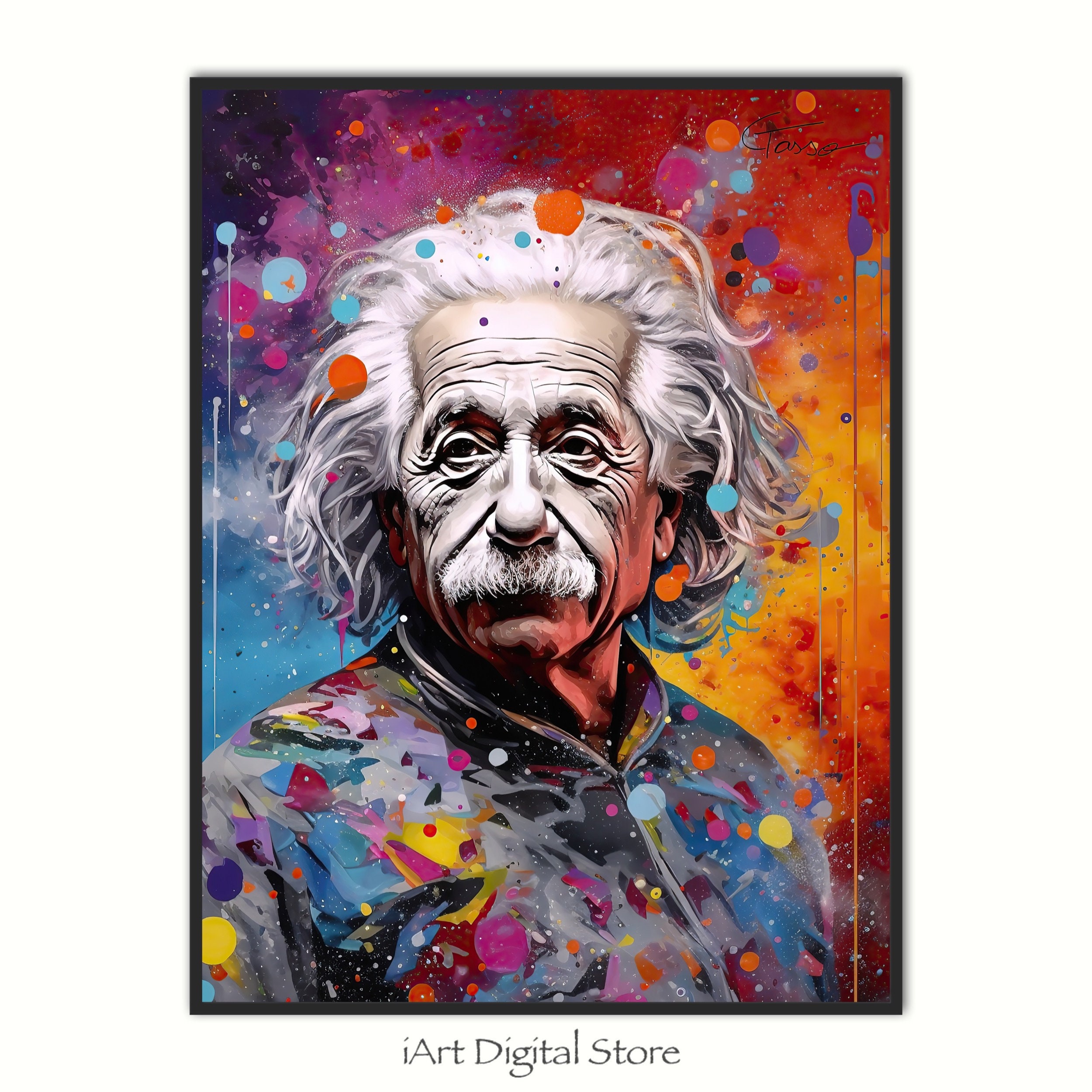Albert Einstein Portrait Pop Art, Colorful Paint, Wall Art Printable ...