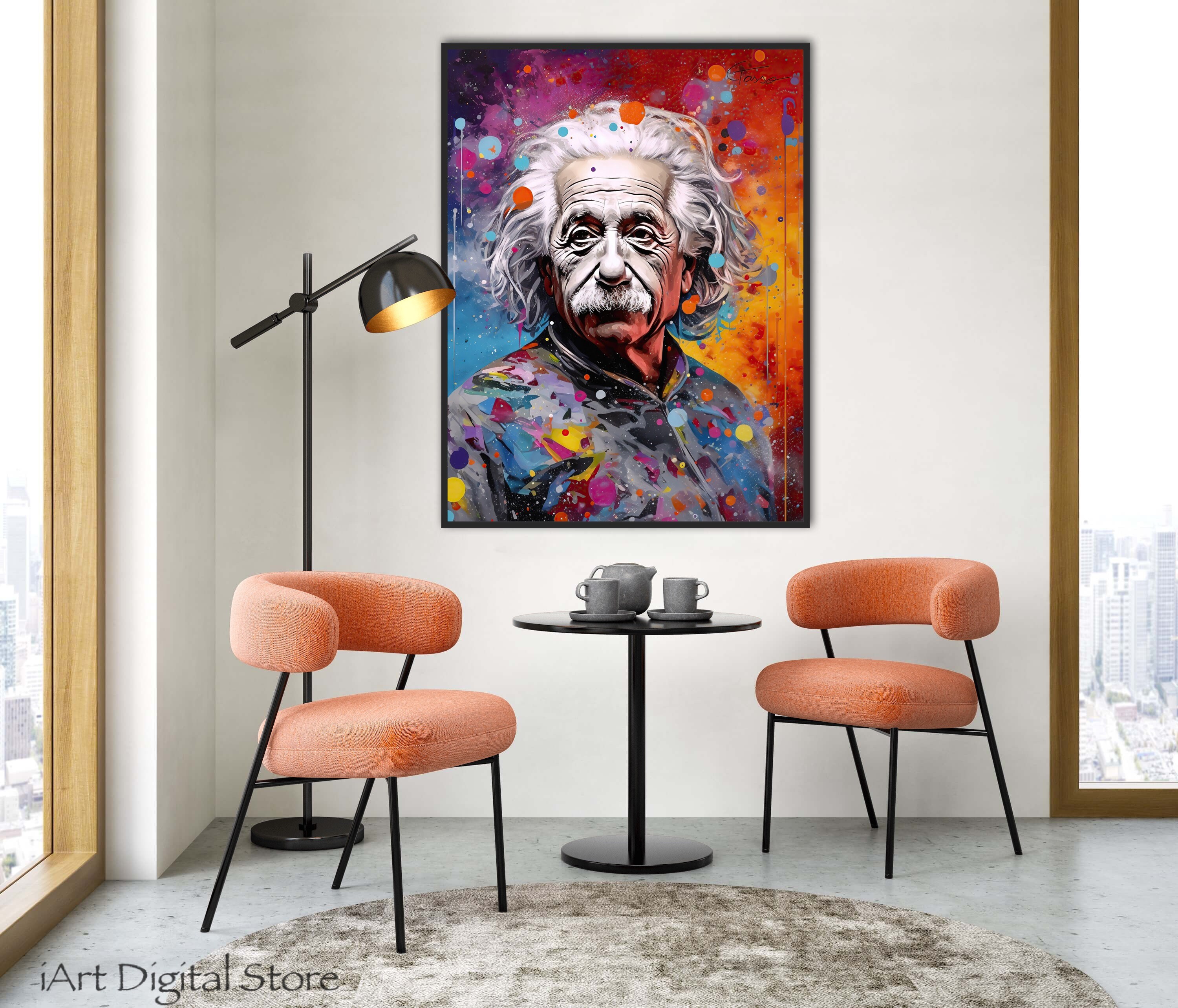 Albert Einstein Portrait Pop Art, Colorful Paint, Wall Art Printable ...