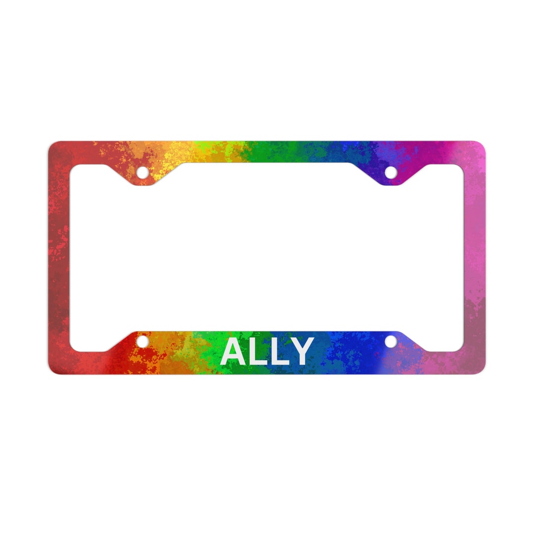 ALLY Rainbow Metal License Plate Frame, Car, Decor, Auto, Pride ...