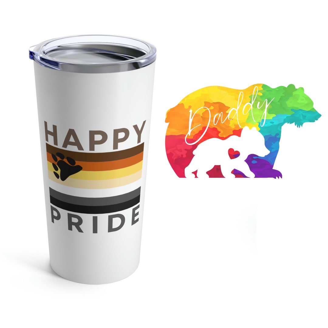 Rainbow Daddy Bear Pride Flag Tumbler 20oz, Pride Tumbler, Rainbow ...