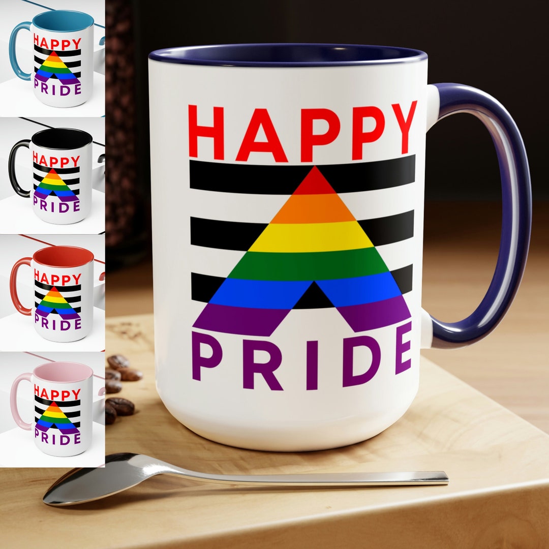Straight Ally Happy Pride Mug, Ally Mug, Straight, Pride Month, LGBTQ, Gay Pride Mug, Equality ...