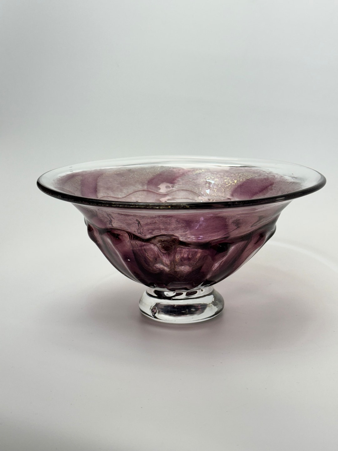Purple and Dichroic Mezza Stampura Bowl - Handblown Glass Art - Etsy