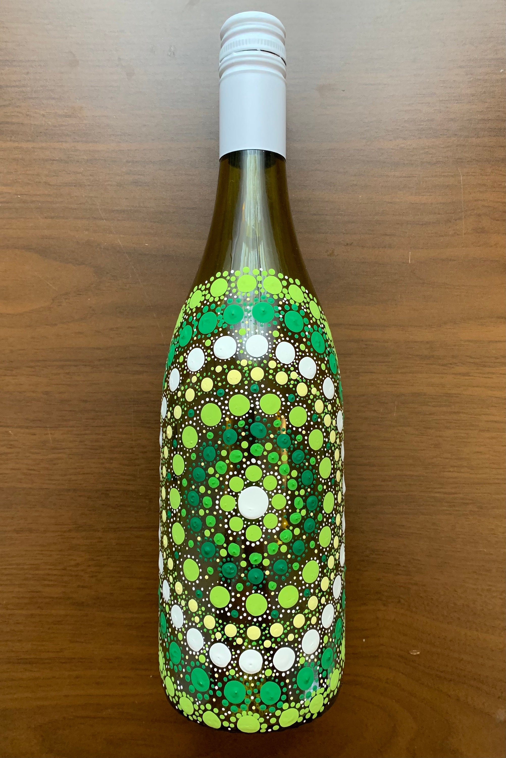 Painted Wine Bottle - Mandala Art, Dot Art, Bohemian Decor - Etsy
