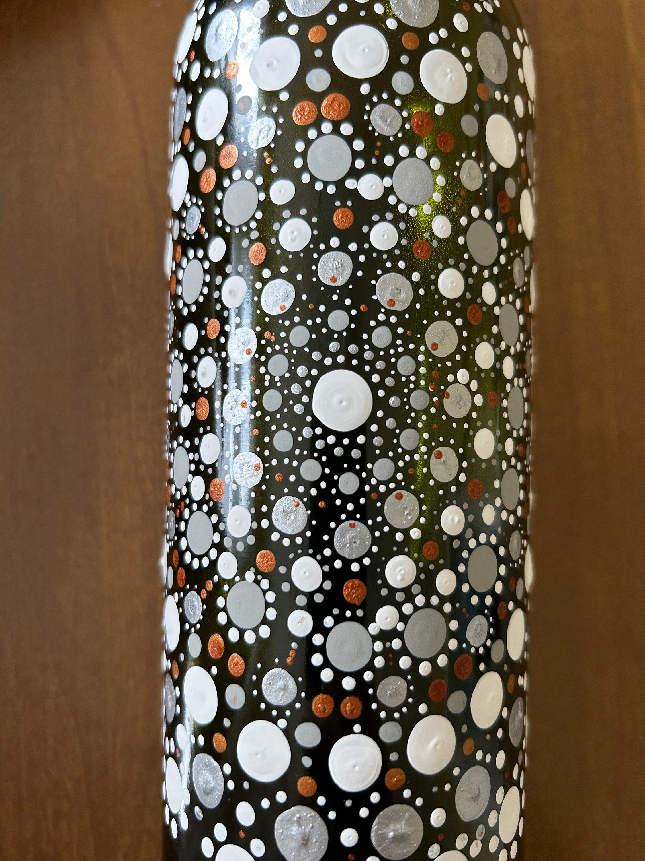 Painted Wine Bottle Mandala Art, Dot Art, Bohemian Decor - Etsy