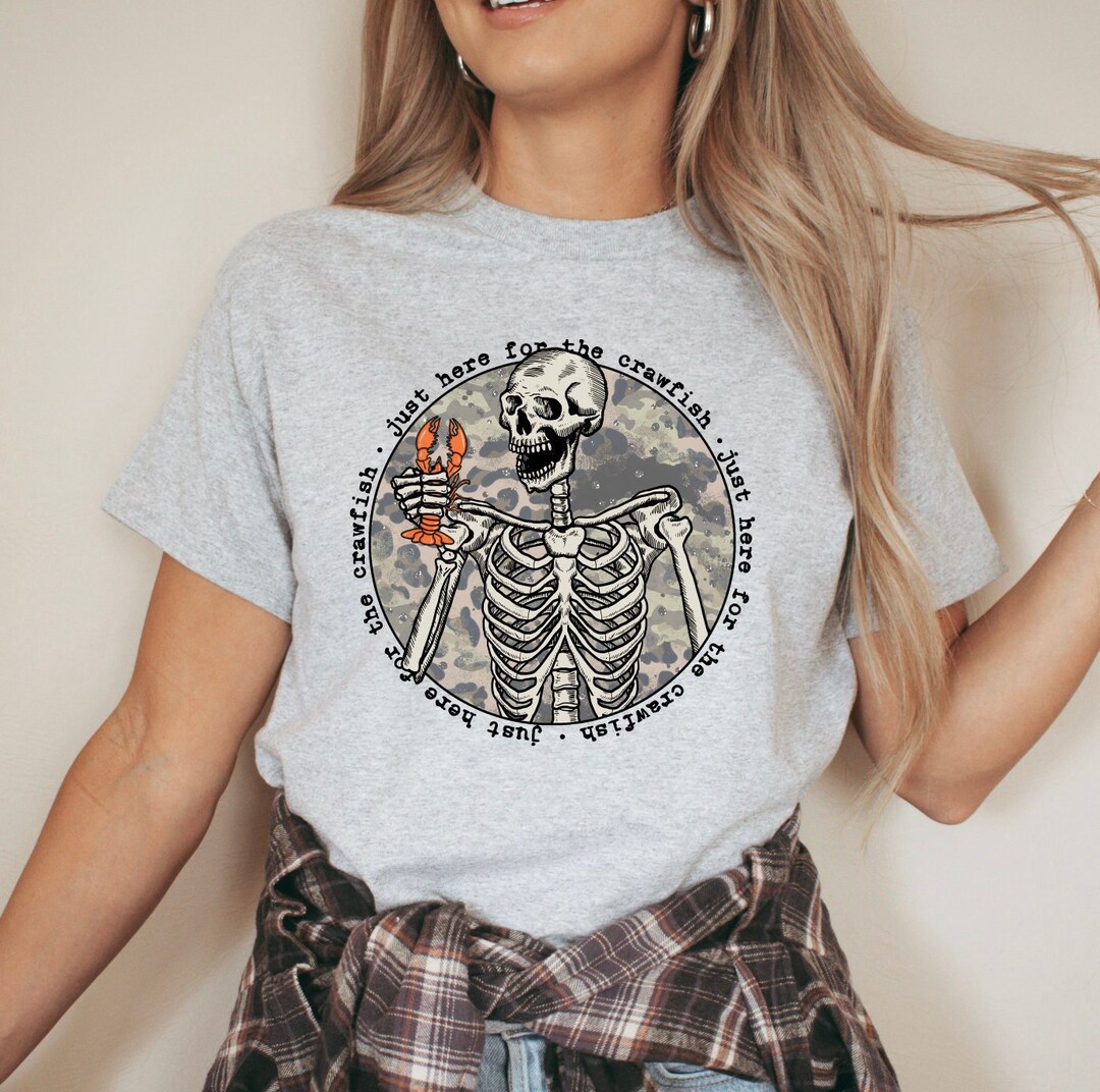 Just Here for the Crawfish Skeleton Camo DTF Transfer, Ready to Press ...