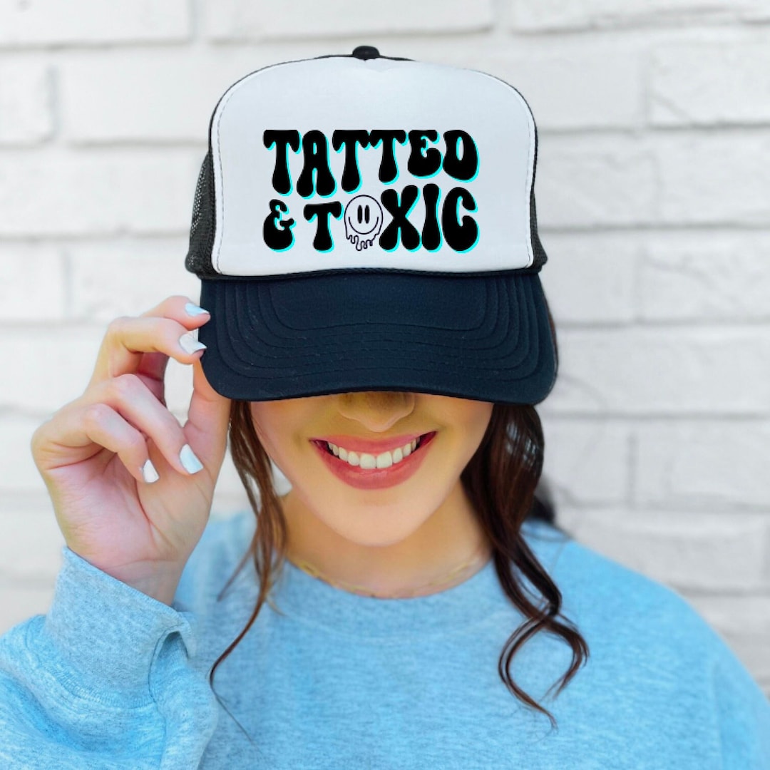 Tatted and Toxic Smiley Hat DTF Transfer, Ready to Press DTF Transfers ...