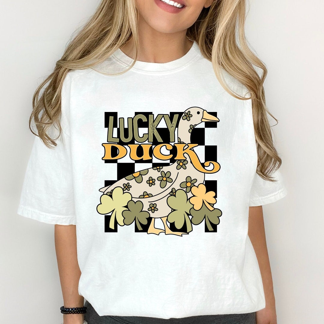 Lucky Duck Checker Clover St. Patrick's Day DTF Transfer, Ready to ...