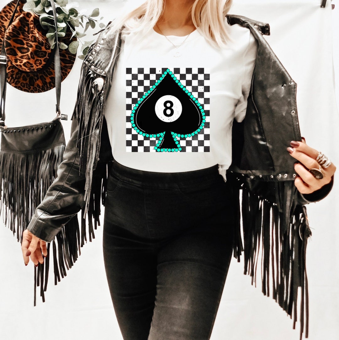 Checker 8 Ball Turquoise Spade DTF Transfer, Ready to Press DTF ...