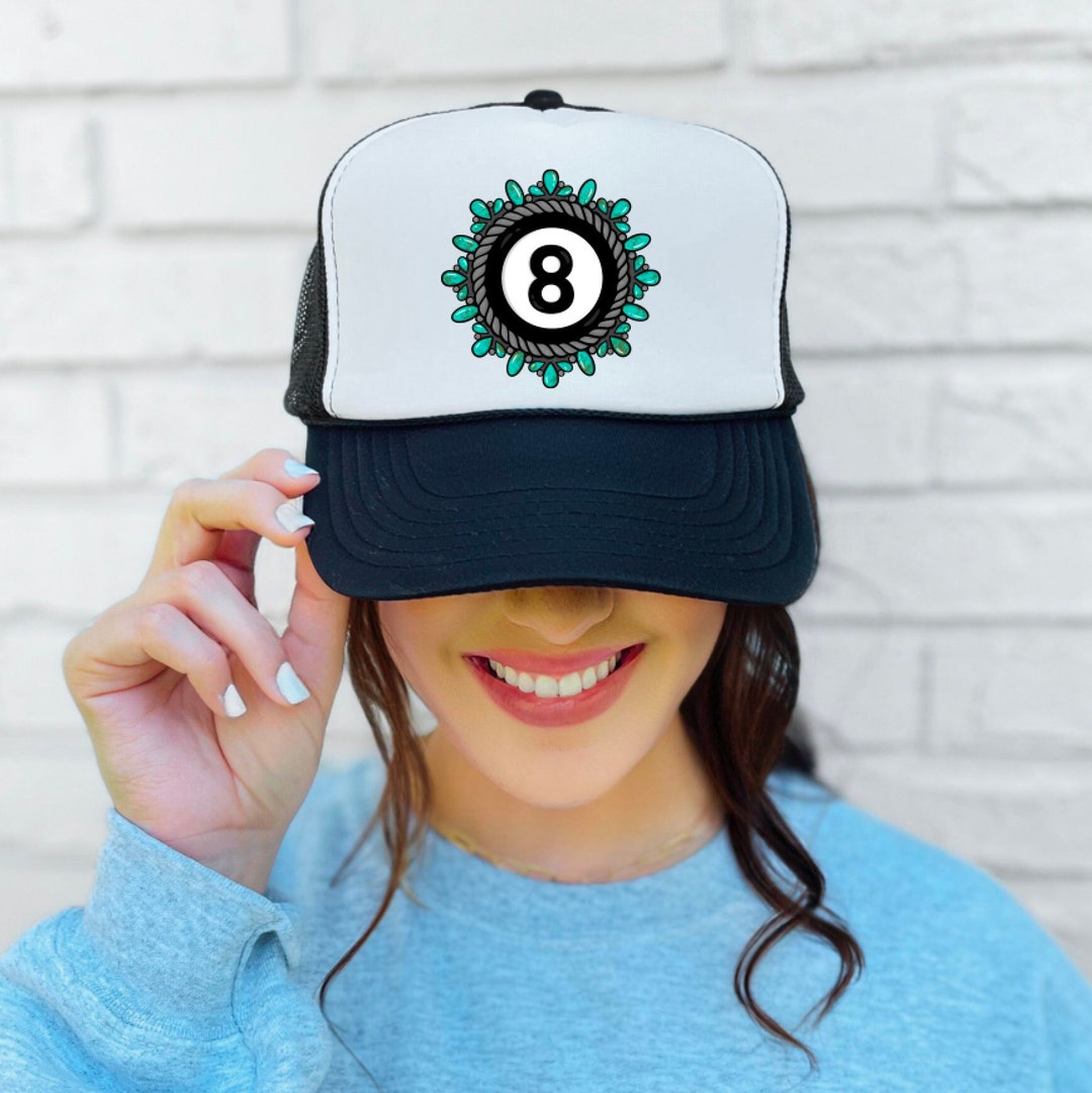 Turquoise 8 Ball Hat DTF Transfer, Ready to Press DTF Transfers ...