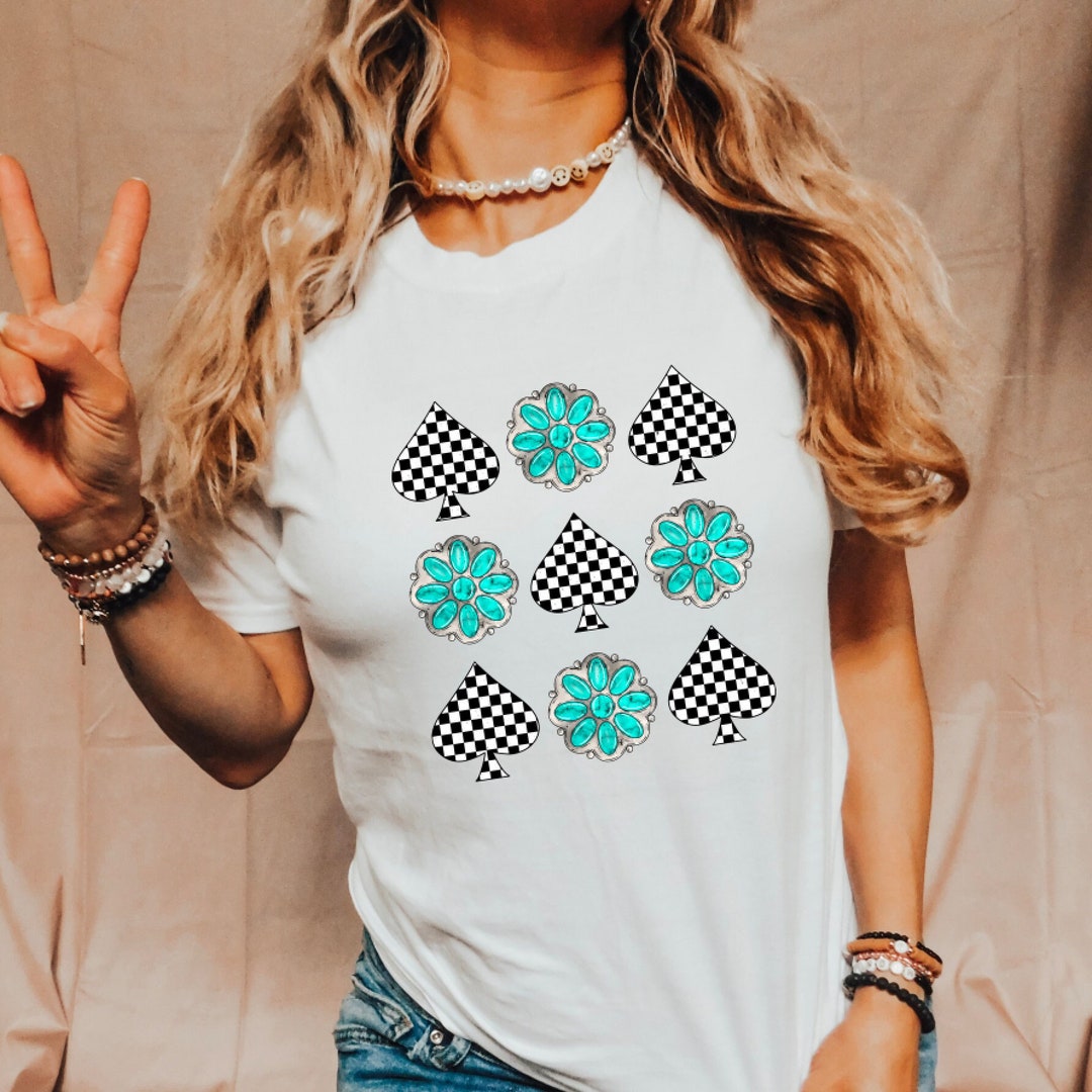 Turquoise Checker Spade DTF Transfer, Ready to Press DTF Transfers ...