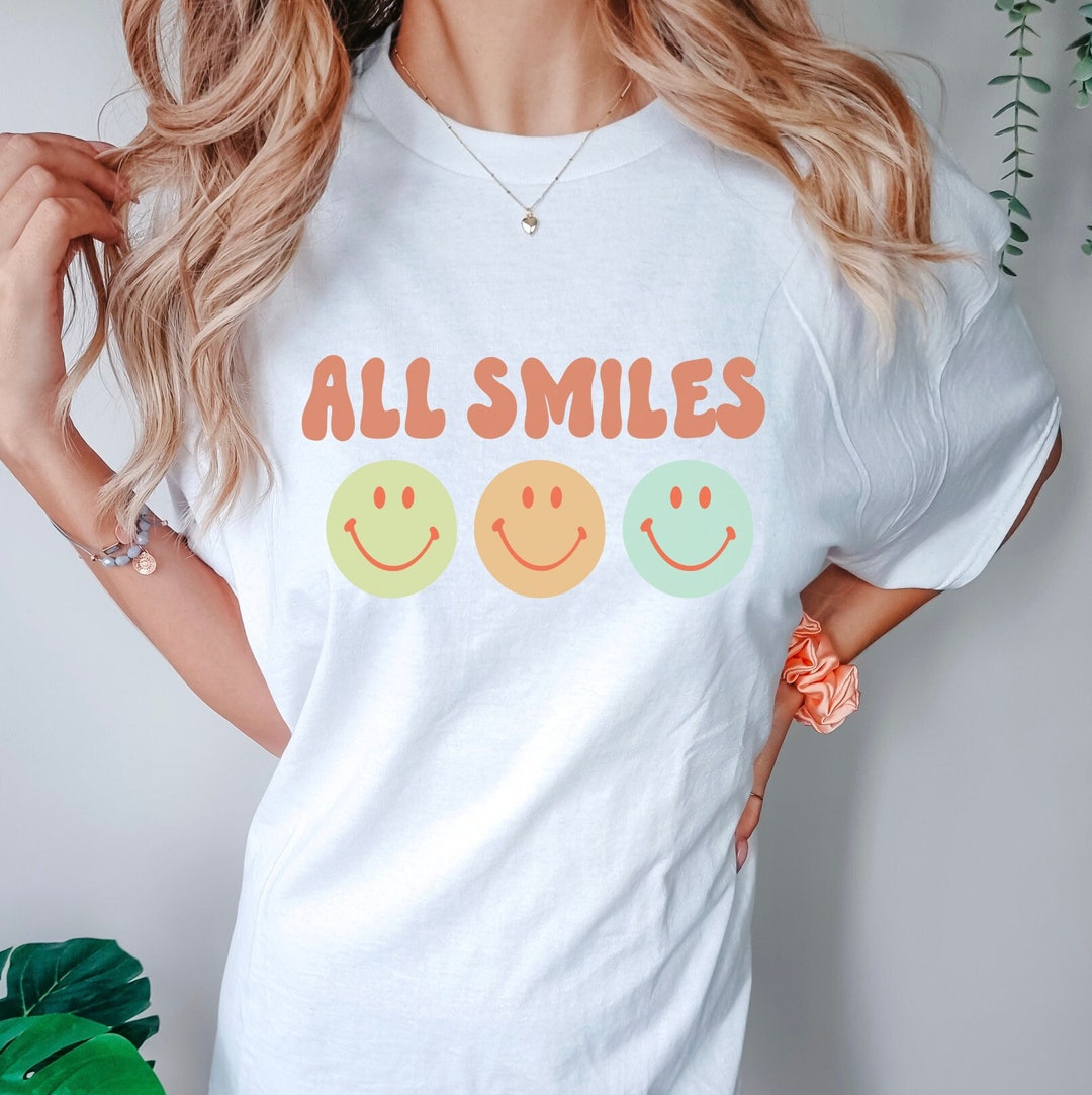 All Smiles Smiley Face DTF Transfer, Ready to Press DTF Transfers ...