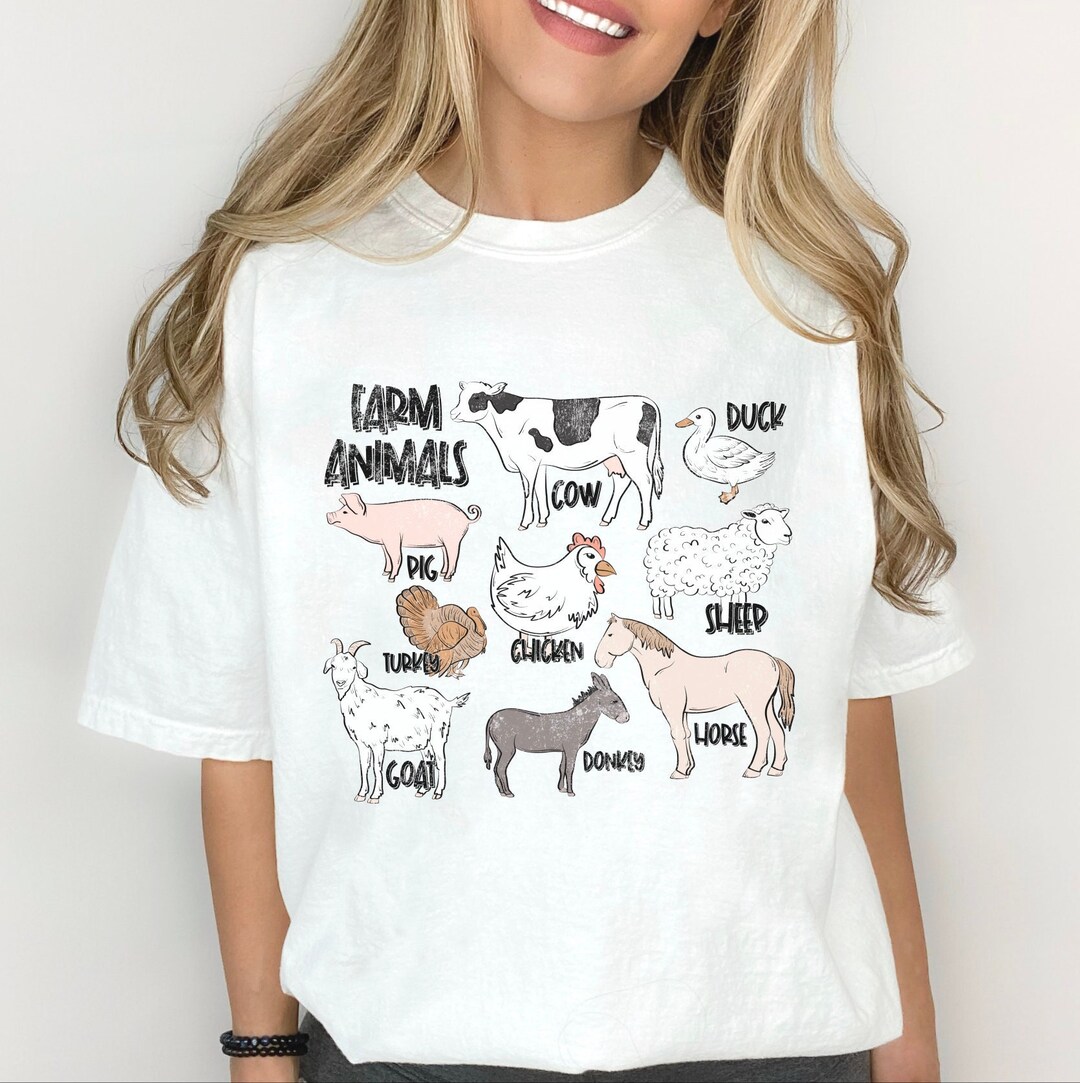 Farm Animals Collage Cow Pig Duck DTF Transfer, Ready to Press DTF ...